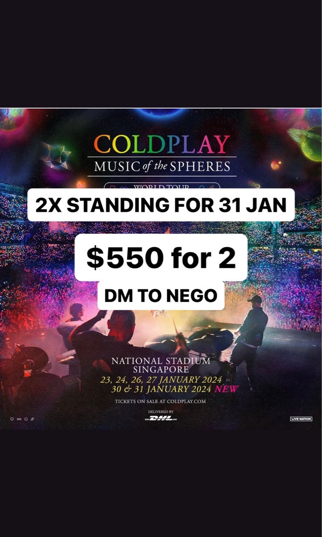 Coldplay Singapore Standing Ticket, Tickets & Vouchers, Event Tickets ...