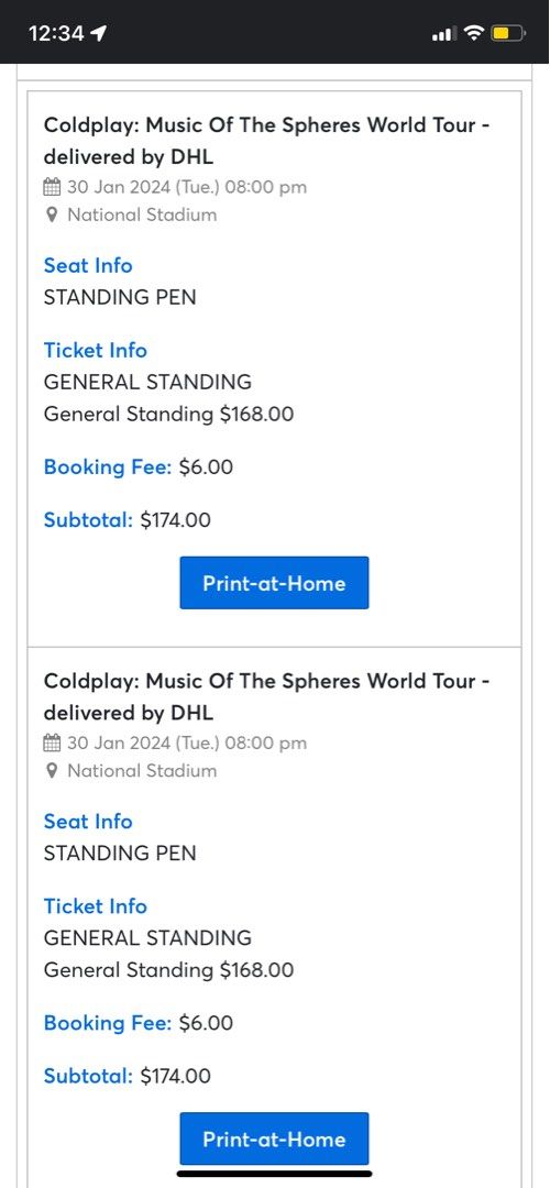 Coldplay standing tickets 30th Jan, Tickets & Vouchers, Event Tickets ...