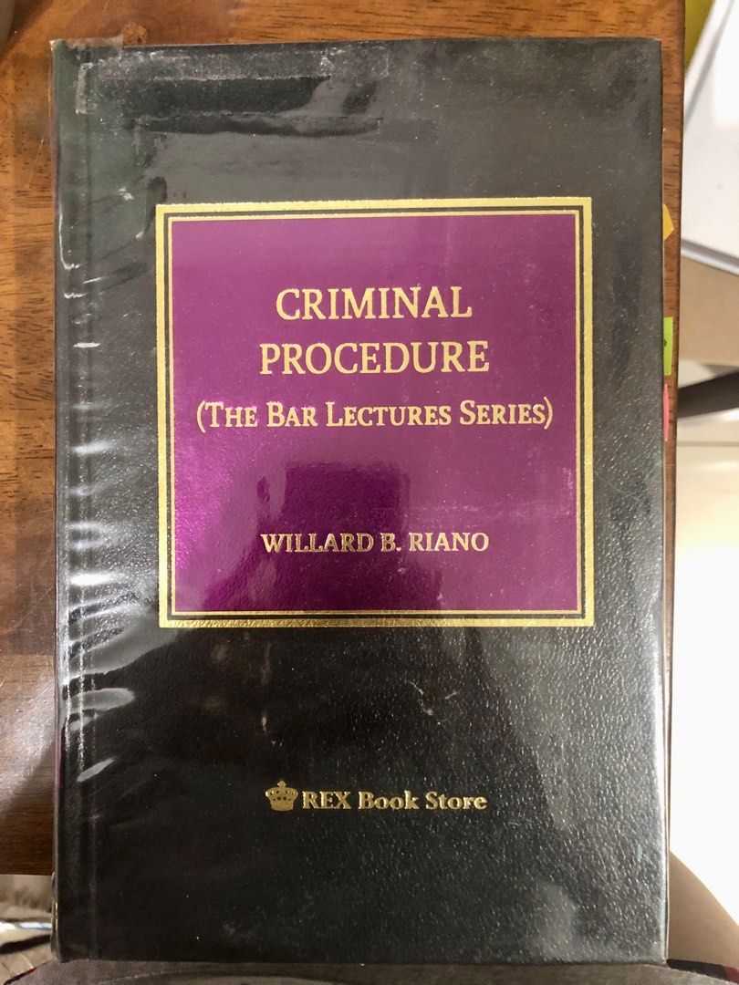Criminal Procedure (The Bar Lecture Series) by Dean Riano (2019 Ed.) on ...