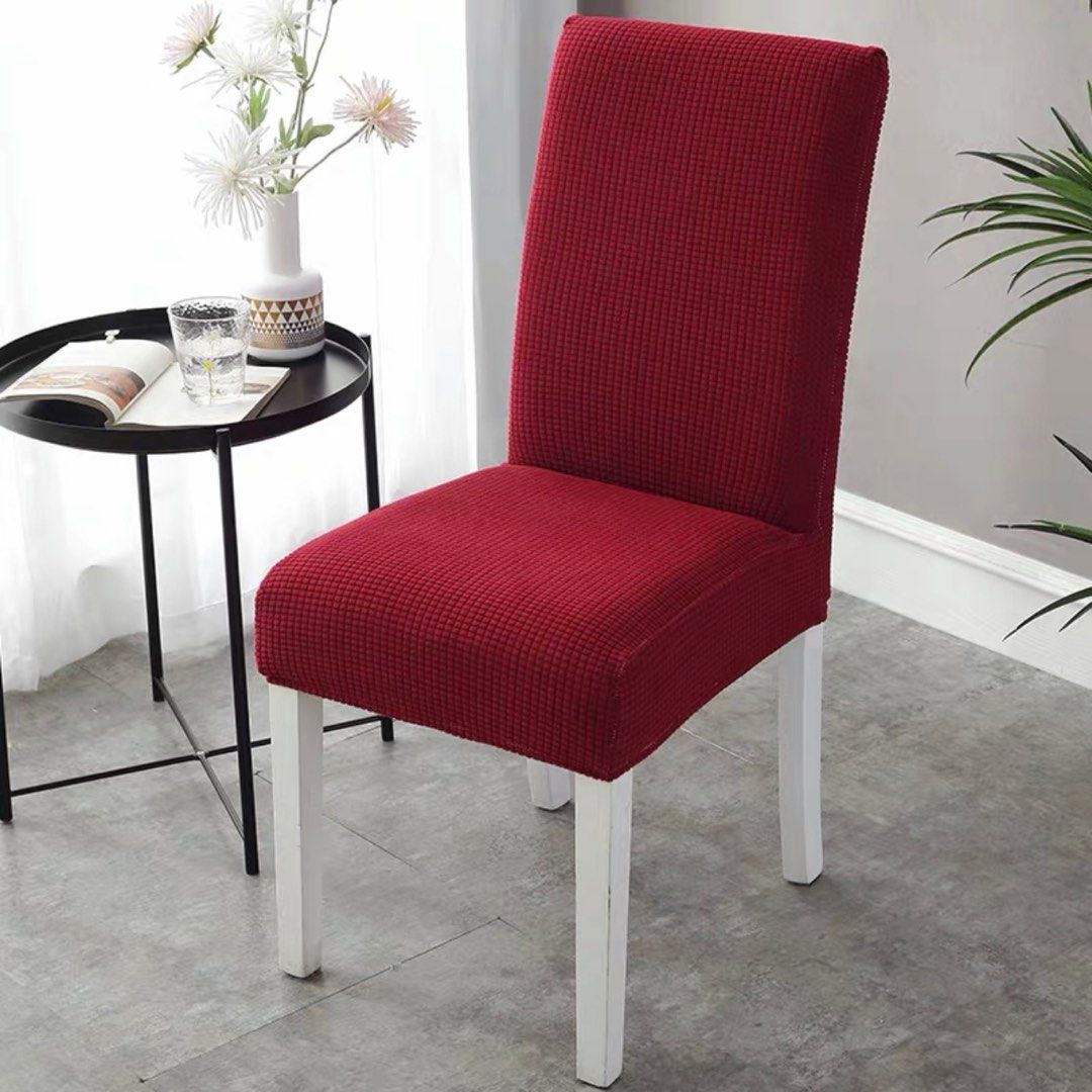Dining Chair Cover - Solid Red Color, Furniture & Home Living ...