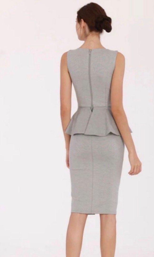 Doublewoot Dovar grey peplum fitting pencil, Women's Fashion, Dresses ...