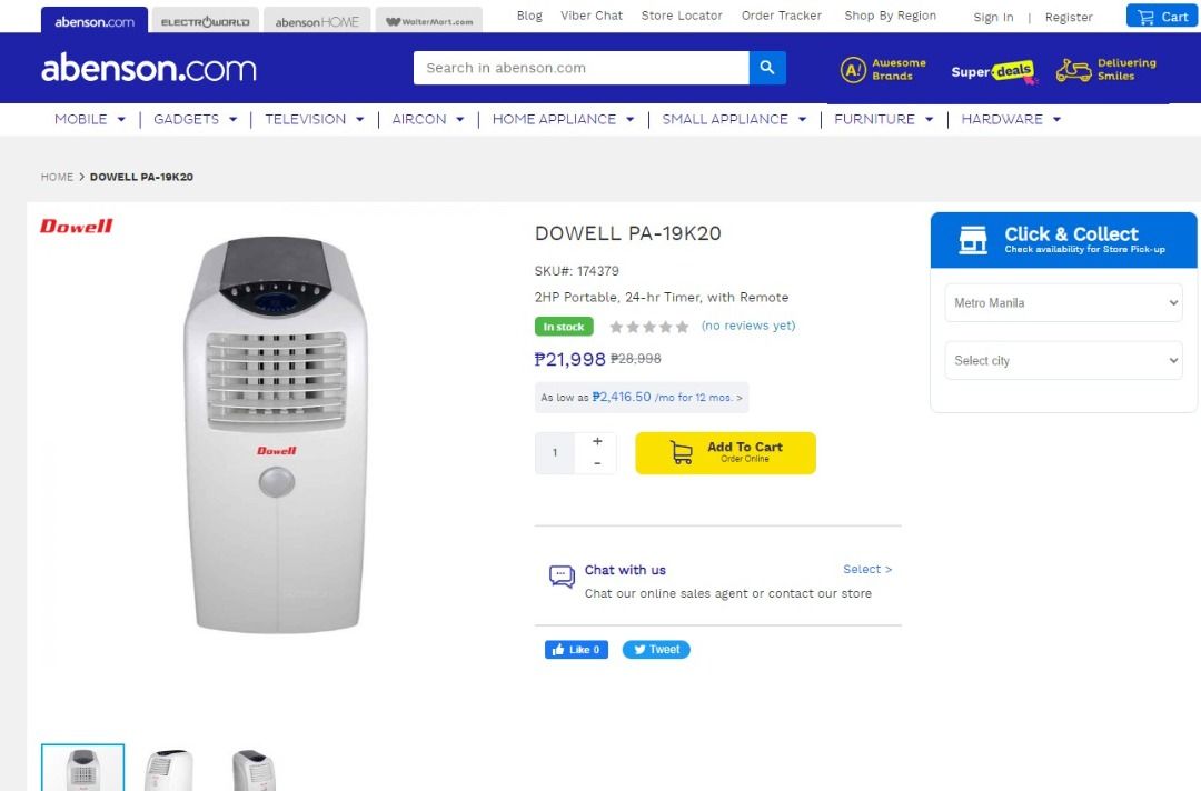 Dowell PA-19K20 2HP Portable Aircon, TV & Home Appliances, Air Conditioning and Heating on Carousell