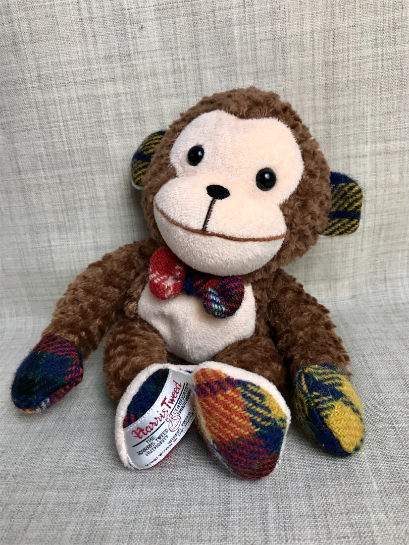Harris Tweed Monkey Plush Toy, Hobbies & Toys, Toys & Games on Carousell