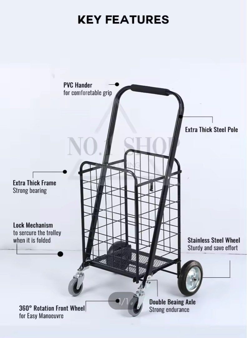 Heavy Duty Steel Shopping Trolley / Push Cart Grocery Trolley / Trolley ...