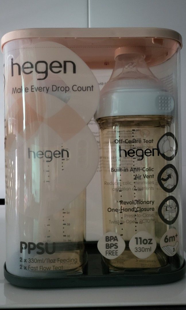 Hegen Milk Bottle 330ml with pink spout, Babies & Kids, Nursing ...