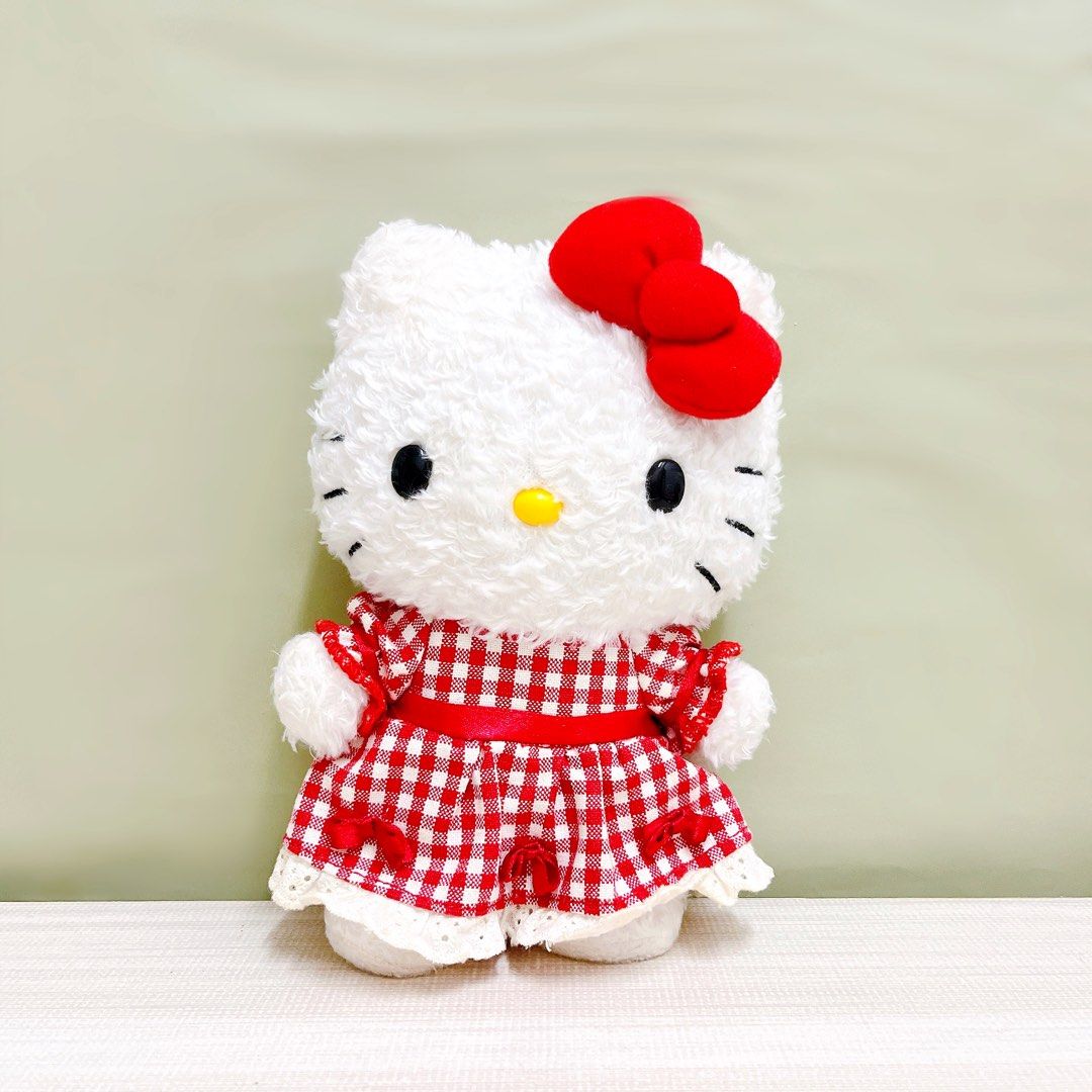 Sanrio Hello Kitty Checkered Red Dress with Bows Plush, Hobbies & Toys ...