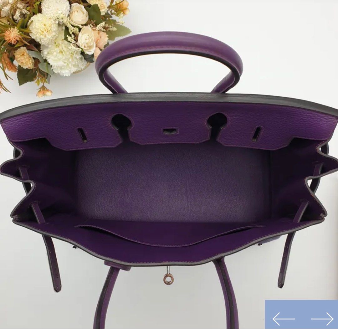 Hermes Purple Clemence Birkin 35 PHW, Luxury, Bags & Wallets on Carousell