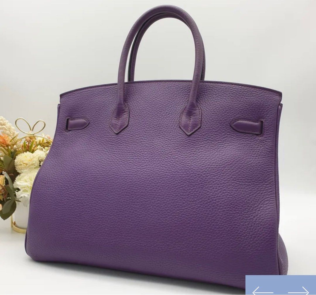 Hermes Purple Clemence Birkin 35 PHW, Luxury, Bags & Wallets on Carousell
