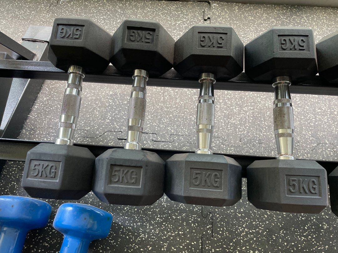 Hexagon dumbbells 5/7.5/10kg, Sports Equipment, Exercise & Fitness ...