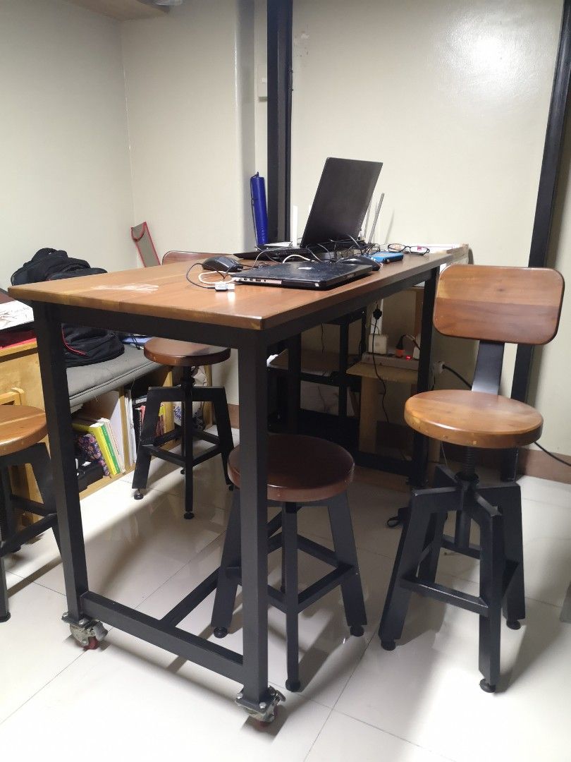 Dining Table / Work Table Set of with 4 Stools, Furniture & Home Living ...