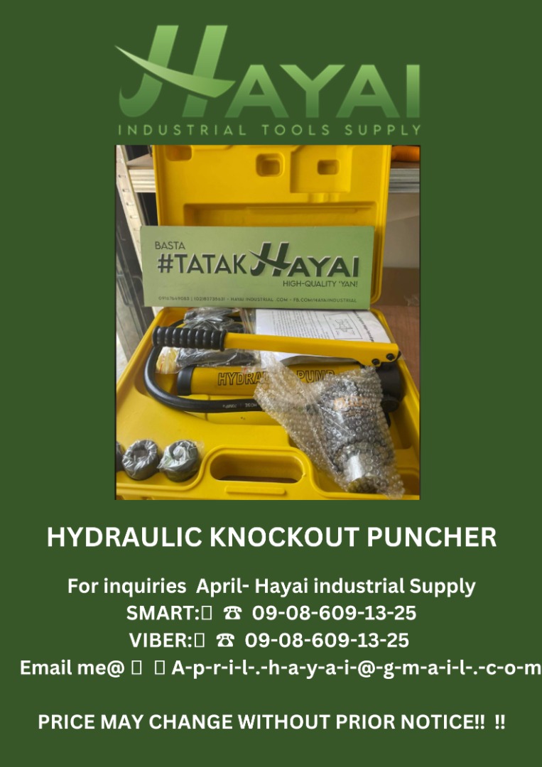 Hydraulic knockout puncher, Commercial & Industrial, Construction Tools & Equipment on Carousell