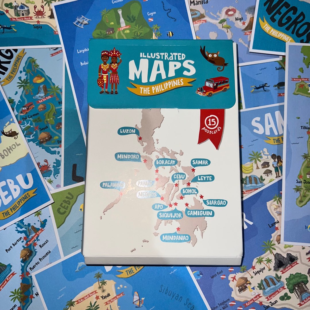 Illustrated Maps the Philippines Postcards Set, Hobbies & Toys, Stationary & Craft, Other ...