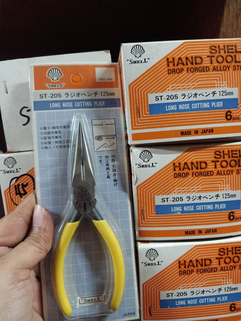 JAPAN SHELL LONG NOSE PLIERS WITH CUSHION GRIP & SPRING LOADED 'S" #ST ...