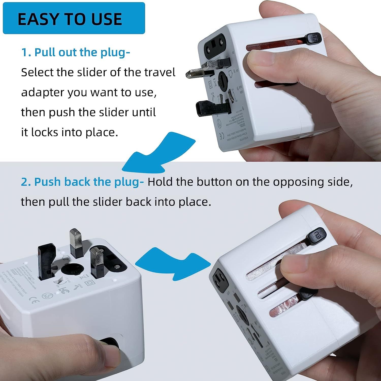 JIYHF Universal Travel Plug Adapter, All in One International Wall ...
