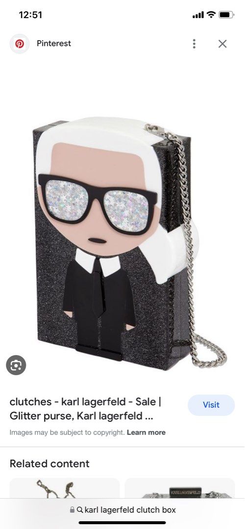 Karl Lagerfeld iconik glitter box, Women's Fashion, Bags & Wallets ...