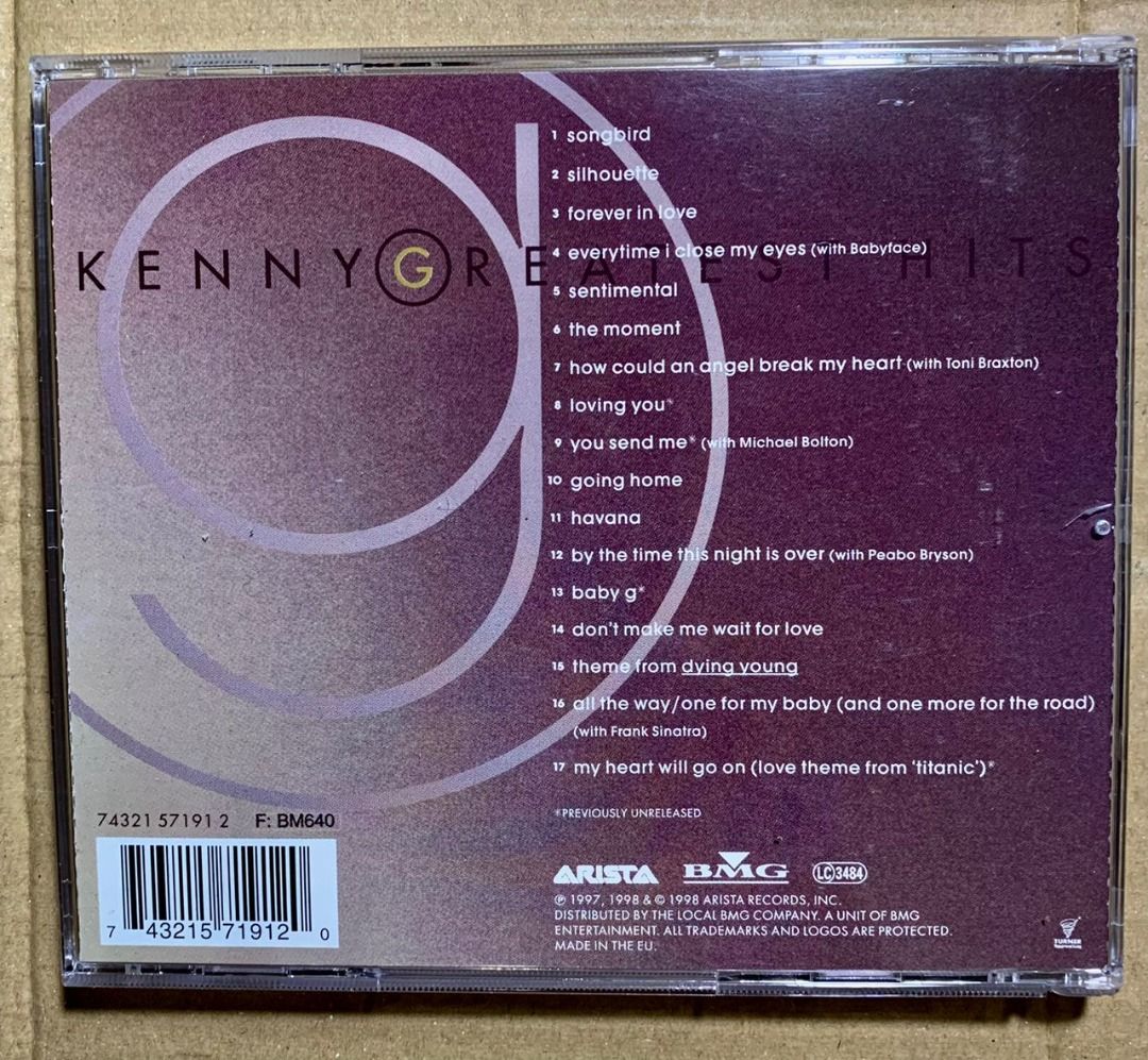 Kenny G - Greatest Hits (CD, EU, 1998) DCG26, Hobbies & Toys, Music ...