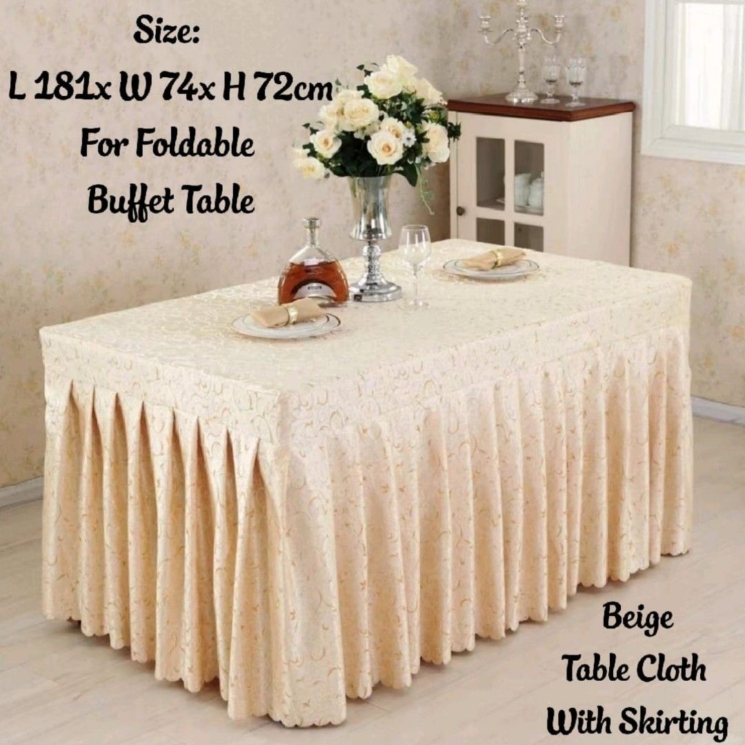 TimeSale! L181x W74x H72cm Table Cloth with skirting. Suitable for the ...