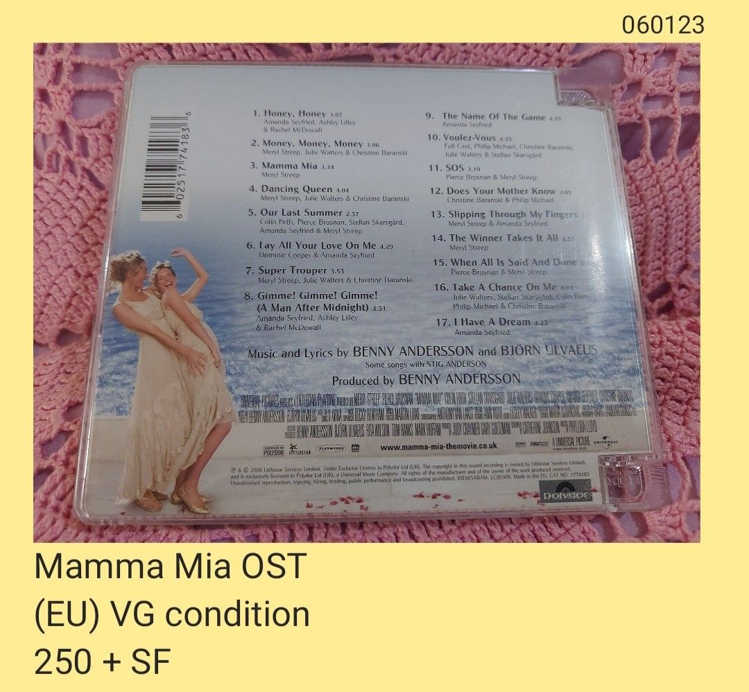 Mamma Mia Official Soundtrack CD (unsealed), Hobbies & Toys, Music ...