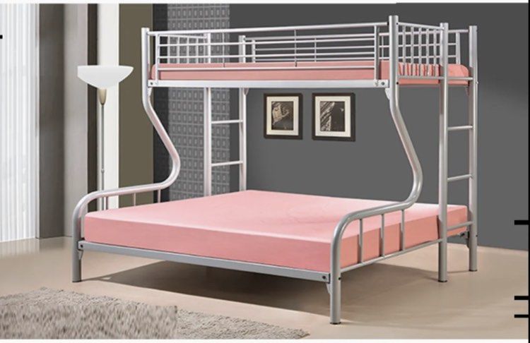 Metal bed frame double decker, Furniture & Home Living, Furniture, Bed ...