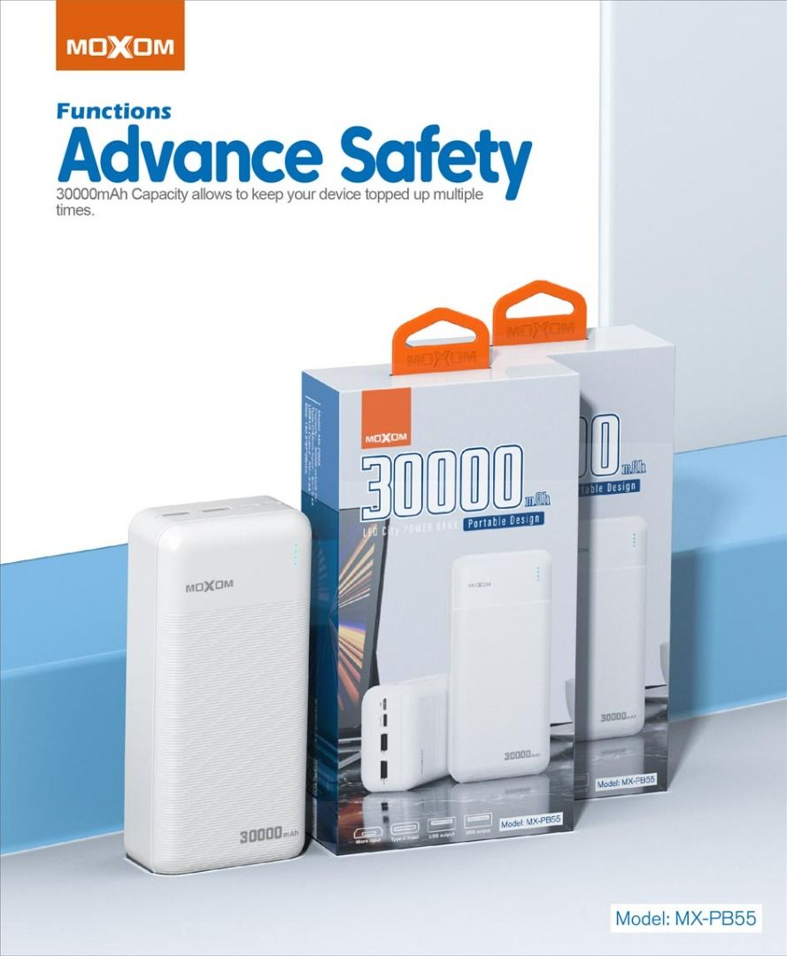 Moxom MX-PB55 Super Speed 30000mAh 20K 10K PB 55 PB 53 PB54 Fast ...