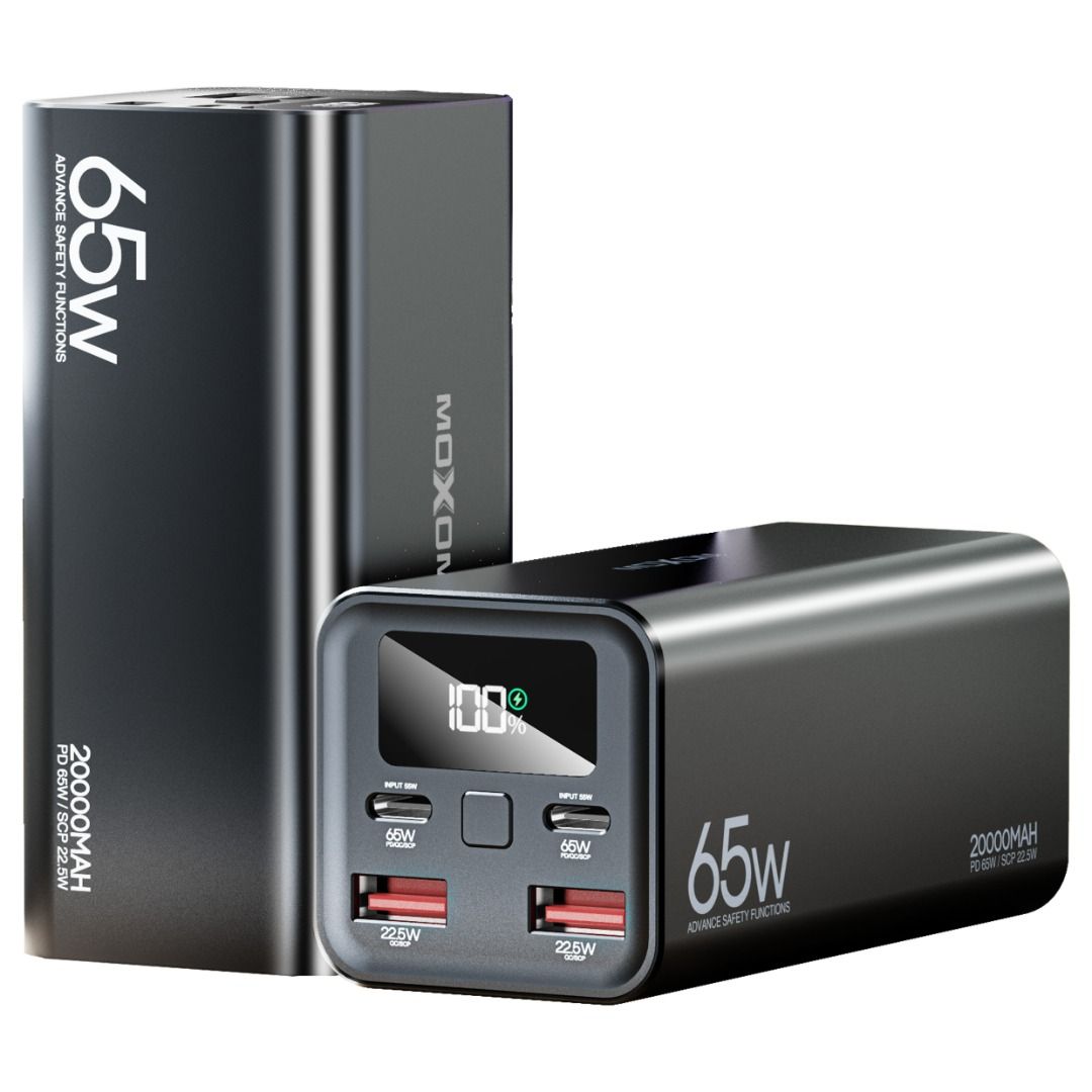 Moxom MX-PB72 PD65W 20000mAh LCD Power Bank PD 65W QC SCP 22.5W Super Fast Charge Powerbank 4 ...