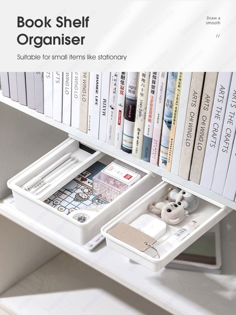 ODOROKU Self-Adhesive Under Desk Drawer Organizer Under Desk Storage ...