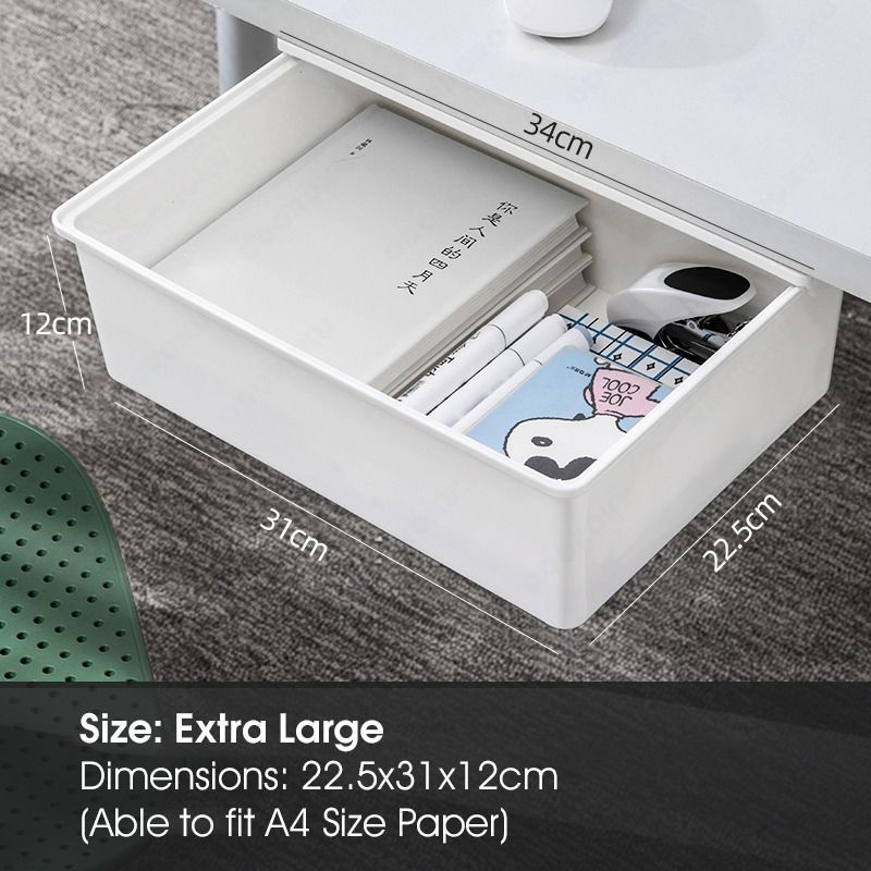 ODOROKU Self-Adhesive Under Desk Drawer Organizer Under Desk Storage ...