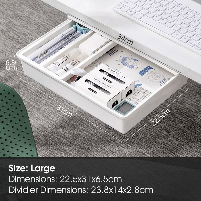 ODOROKU Self-Adhesive Under Desk Drawer Organizer Under Desk Storage ...