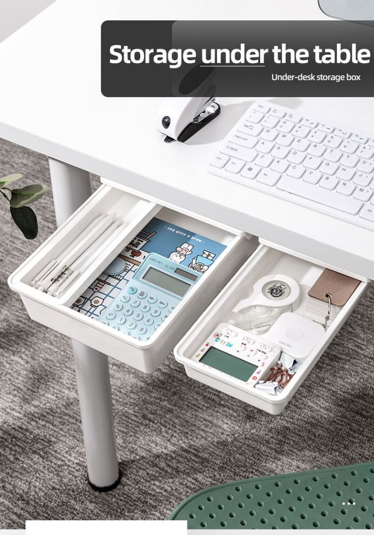 ODOROKU Self-Adhesive Under Desk Drawer Organizer Under Desk Storage ...