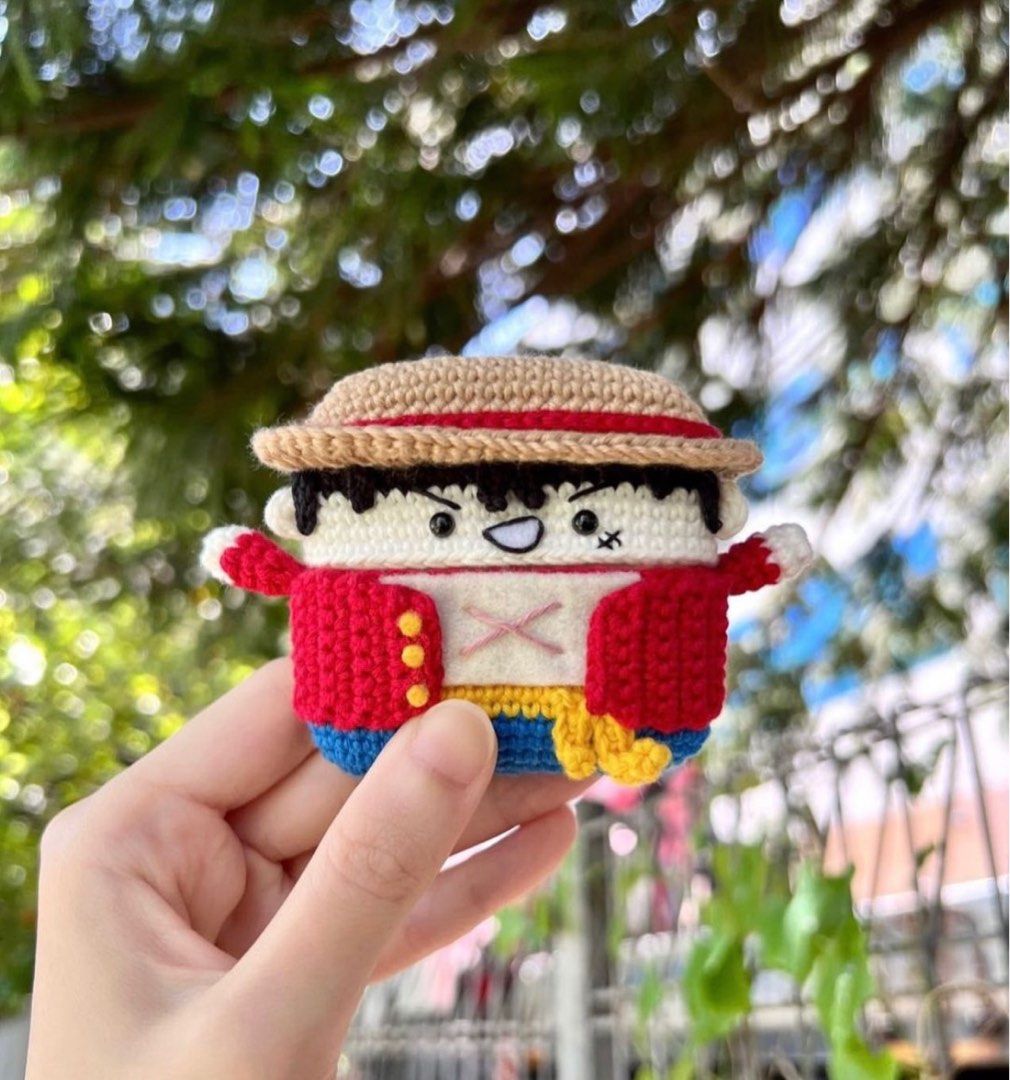 One Piece Luffy Straw Hat Pirate Anime Guy Handmade Crochet Doll ...