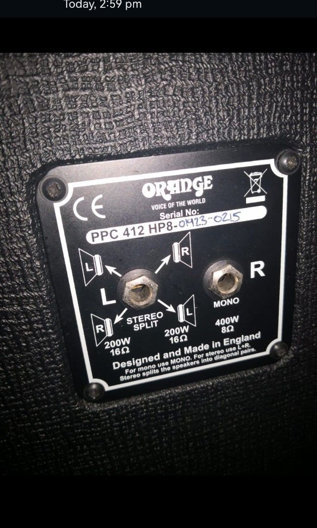 Orange ppc412 England black tolex, Hobbies & Toys, Music & Media ...