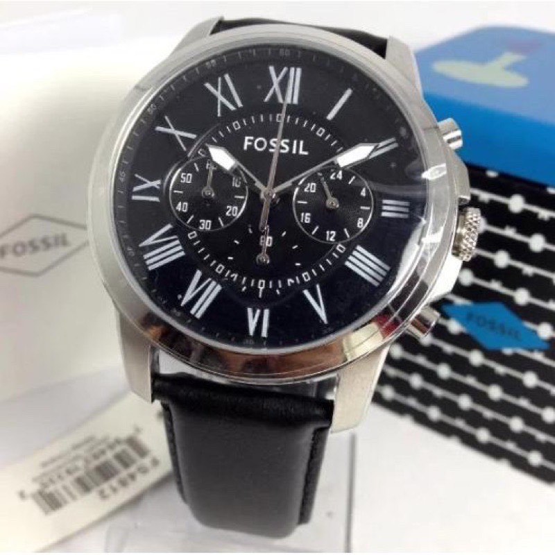 Original 100% Fossil Watch Men Grant Black FS4812, Fesyen Pria, Jam ...