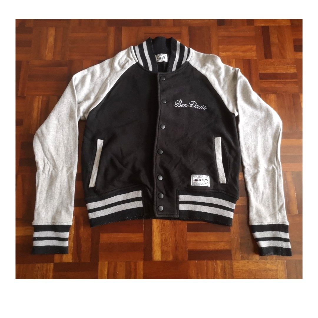Original Ben Davis Varsity Jacket Black Grey Vintage, Men's Fashion ...