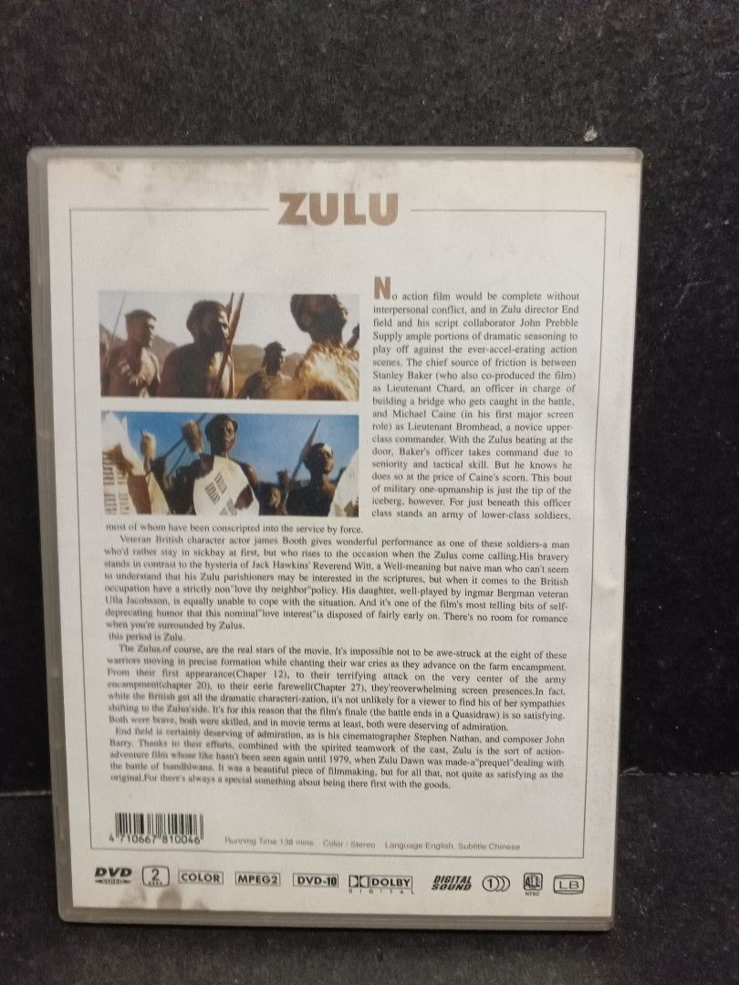 Original DVD - ZULU - Stanley Baker, James Booth, Michael Caine, Jack Hawkins (HK) Movie Film on ...