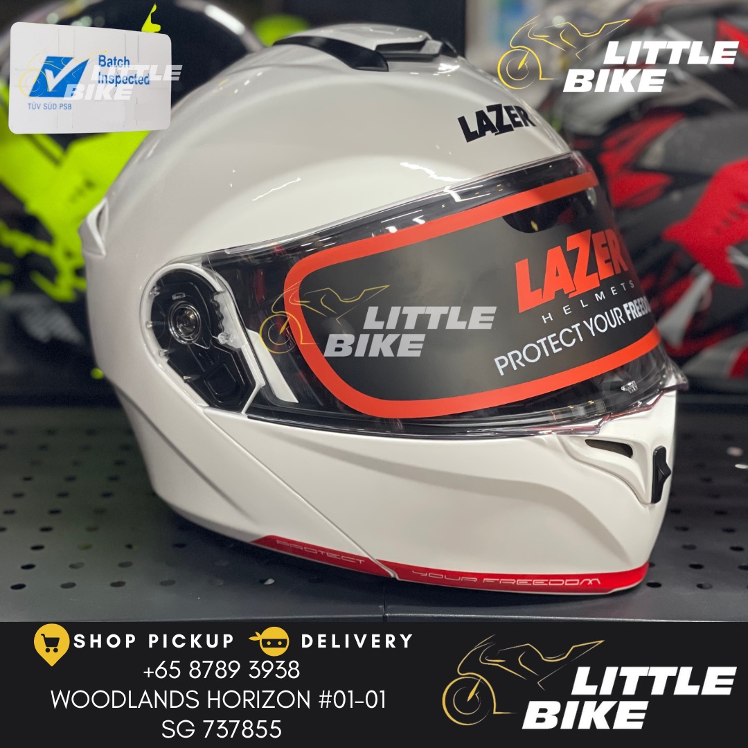 PSB Approved Lazer MH6 gloss pearl white modular flip up motorcycle ...