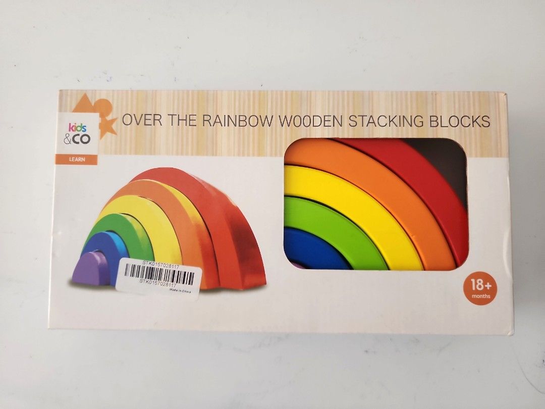 Rainbow Wooden Stacking Blocks, Hobbies & Toys, Toys & Games on Carousell