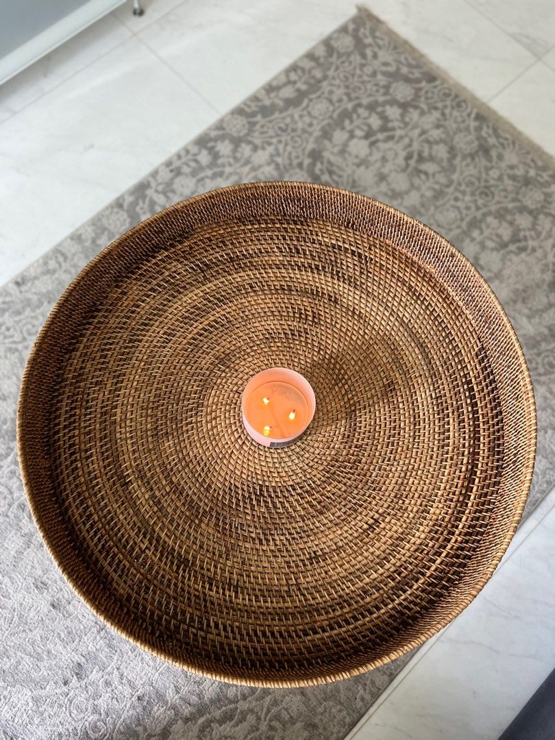Island Living Rattan Round Coffee Table Tray - Large - Natural ...