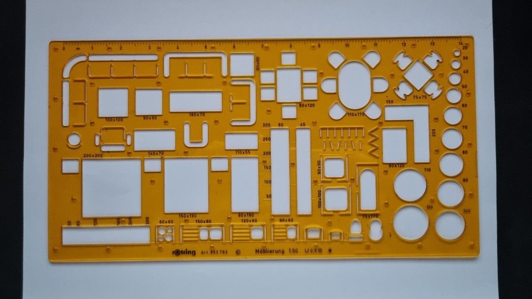 Rotring Furniture Templates Scales 1:100 & 1:50 for drafting ...