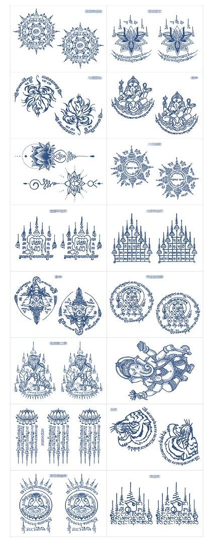 Sak Yant Thai Tattoo sticker Semi-Permanent Waterproof Temporary Tattoo ...