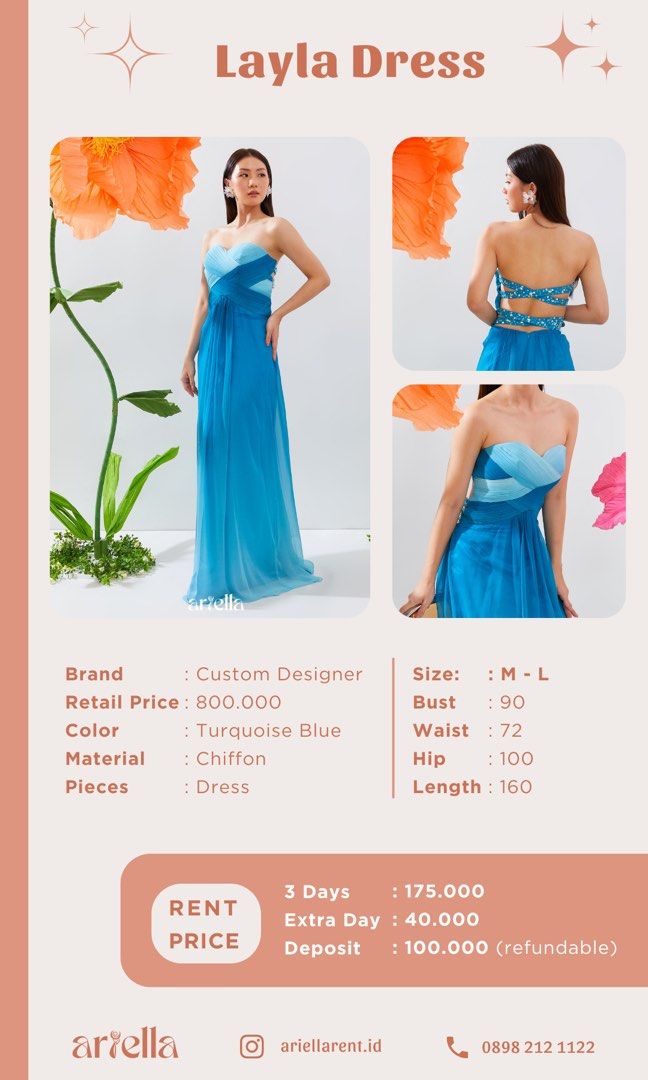 [sewa] dress prewed prom kondangan party backless turqoise biru | not ...