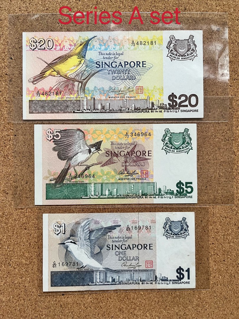 Singapore Bird Series $1-$5-$20 Note Set, Hobbies & Toys, Memorabilia & Collectibles, Currency ...