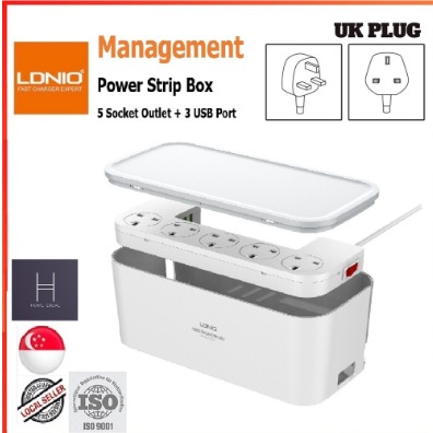 Smart Cable Management Power Strip Box 5 Outlets and 3 USB Port With ...