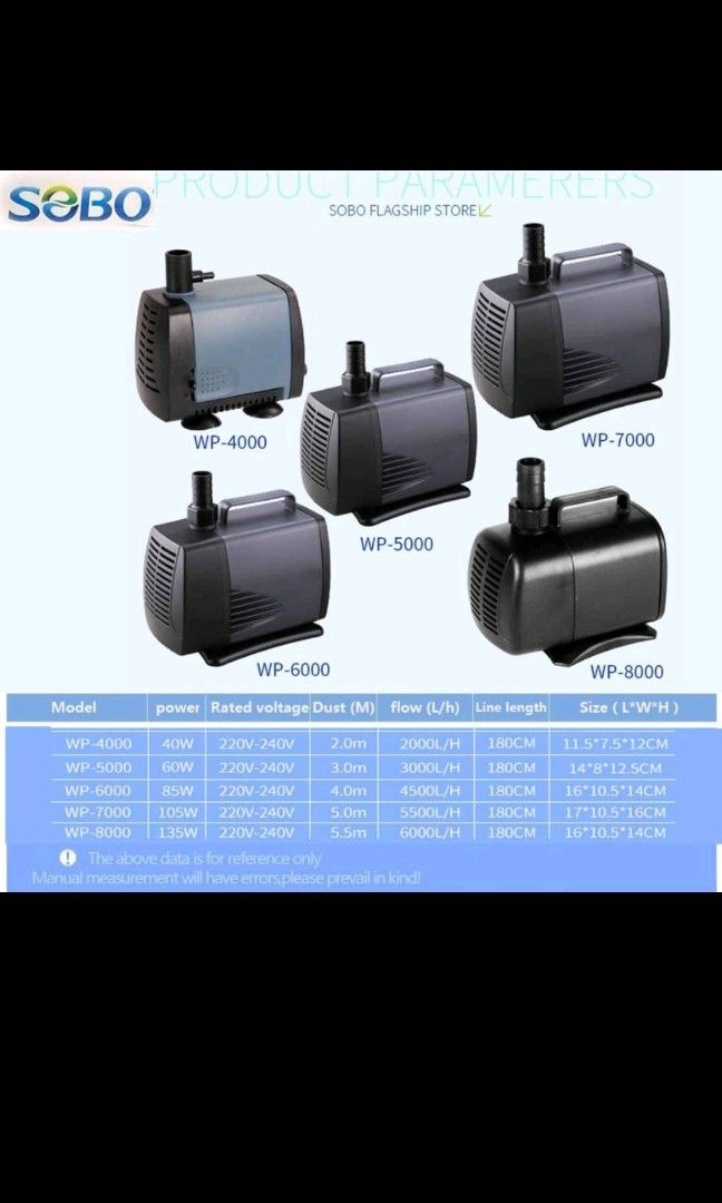 Sobo submersible pump wp6000, Pet Supplies, Homes & Other Pet Accessories on Carousell