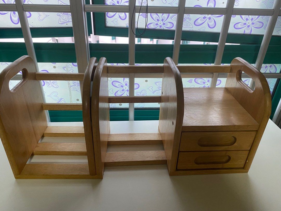 Vintage Solid wood books organizer (expandable)with drawers , Furniture ...