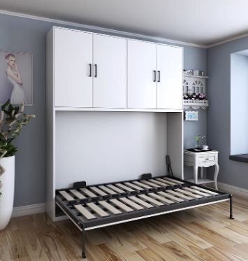 Solid wood reinforced invisible bed wardrobe integrated wall bed space ...