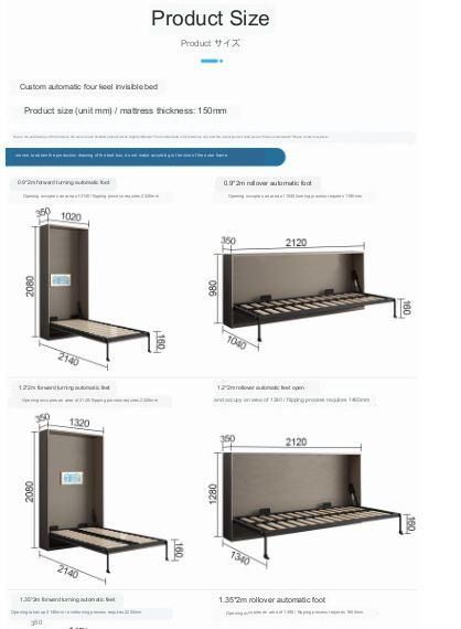 Solid wood reinforced invisible bed wardrobe integrated wall bed space ...