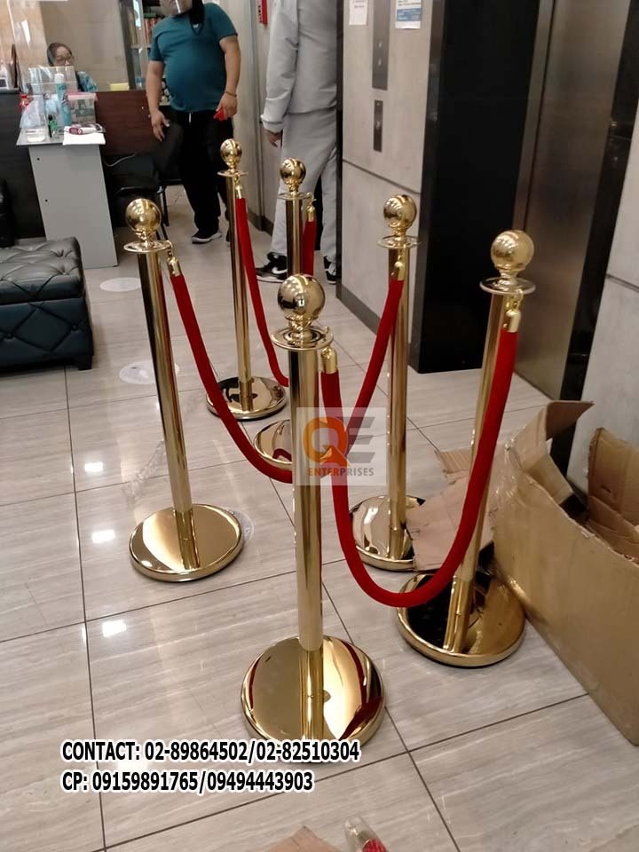 Stanchion Post Gold Post Red Velvet Rope Ball Type on Carousell