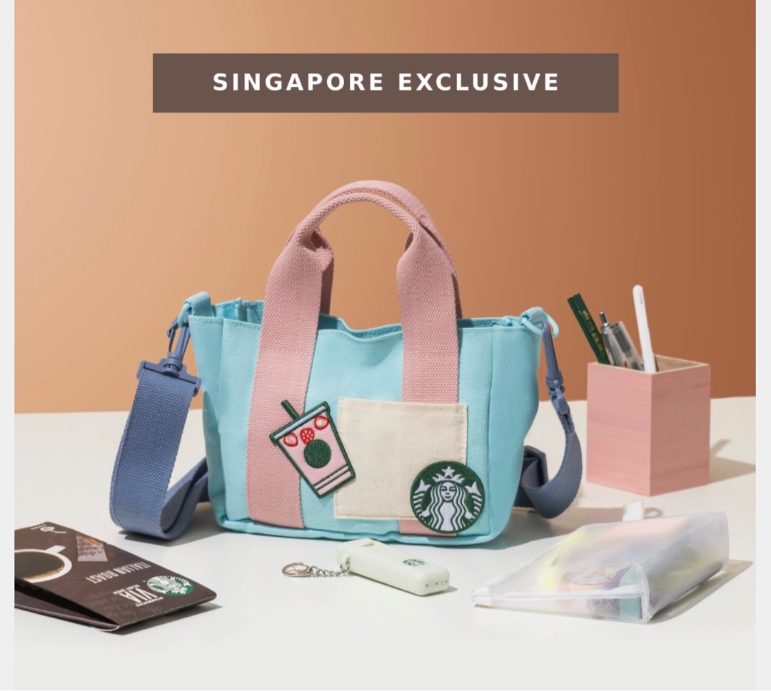 Starbucks Mini Tote Bag - Aqua Blue, Women's Fashion, Bags & Wallets ...