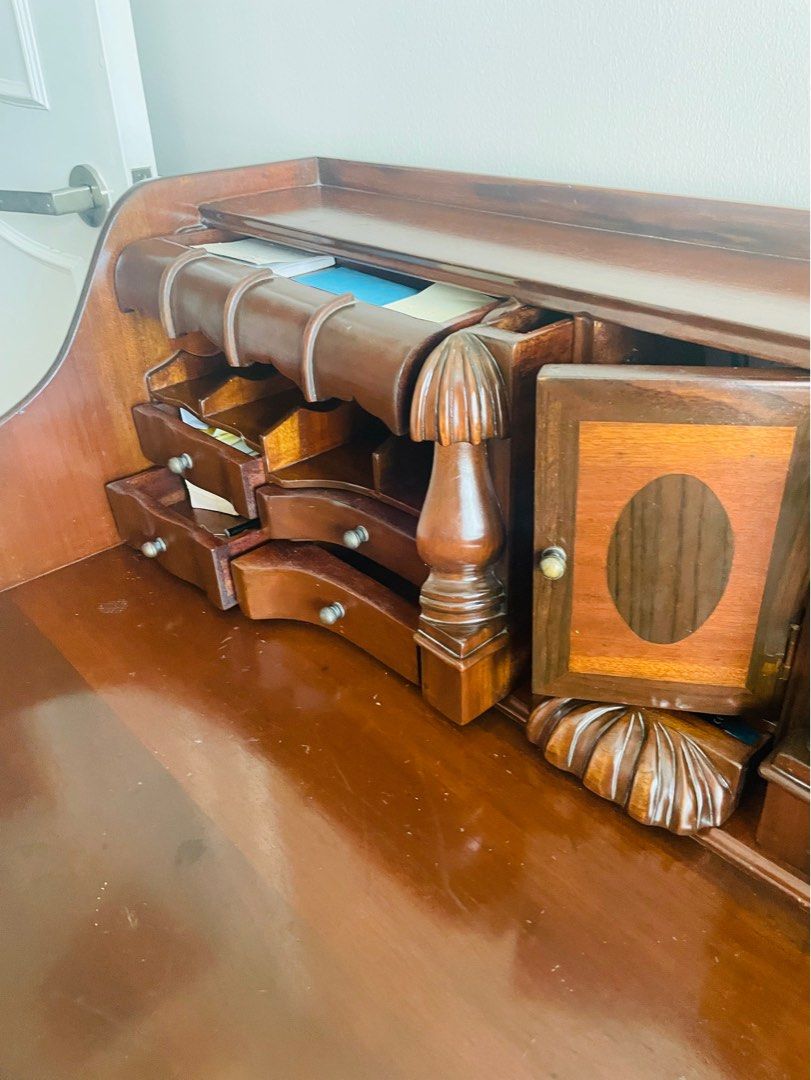 Teakwood Victorian study table with chair, Furniture & Home Living ...