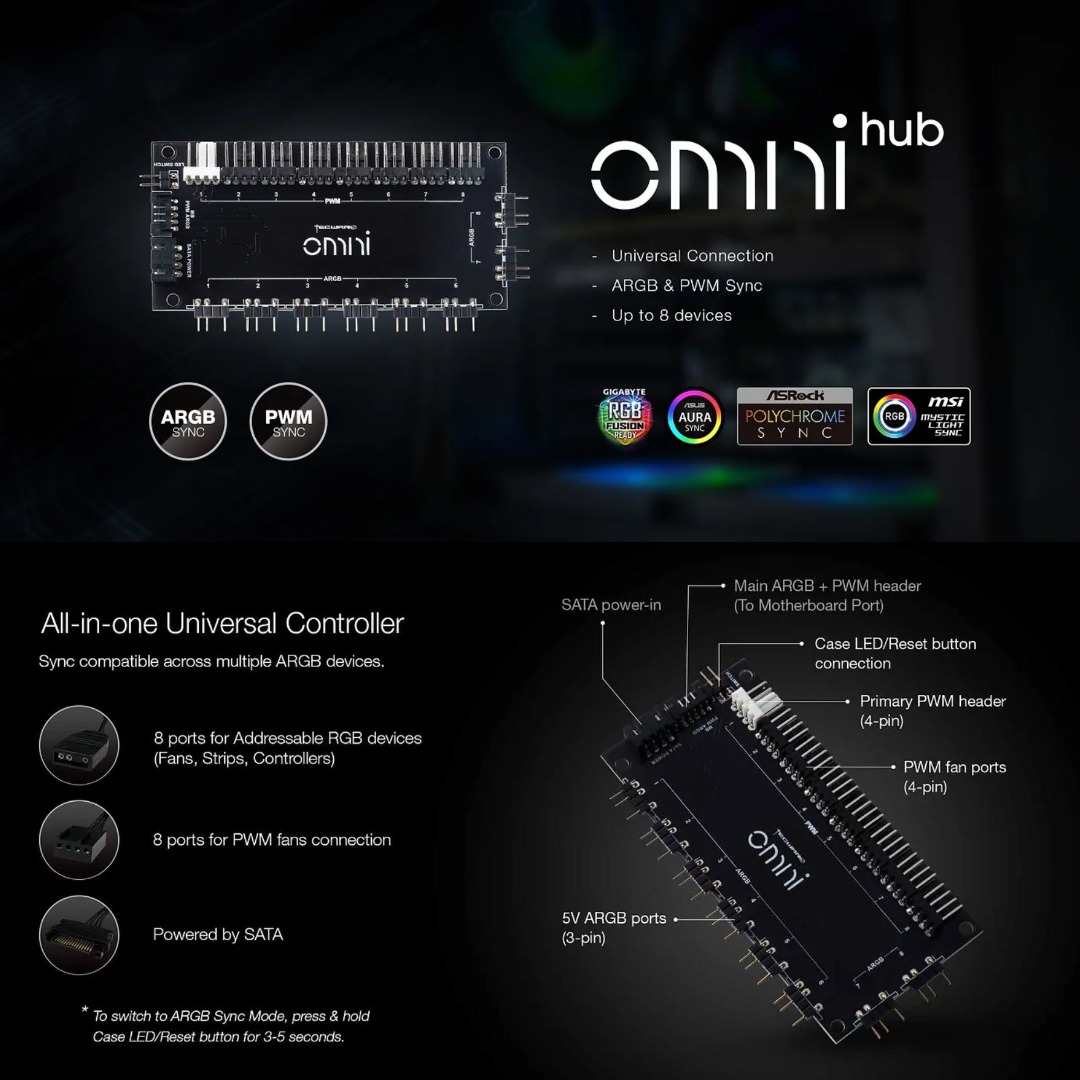 Tecware OMNI Hub 8 Port ARGB & PWM Controller TWAC-OMHUB, Computers ...